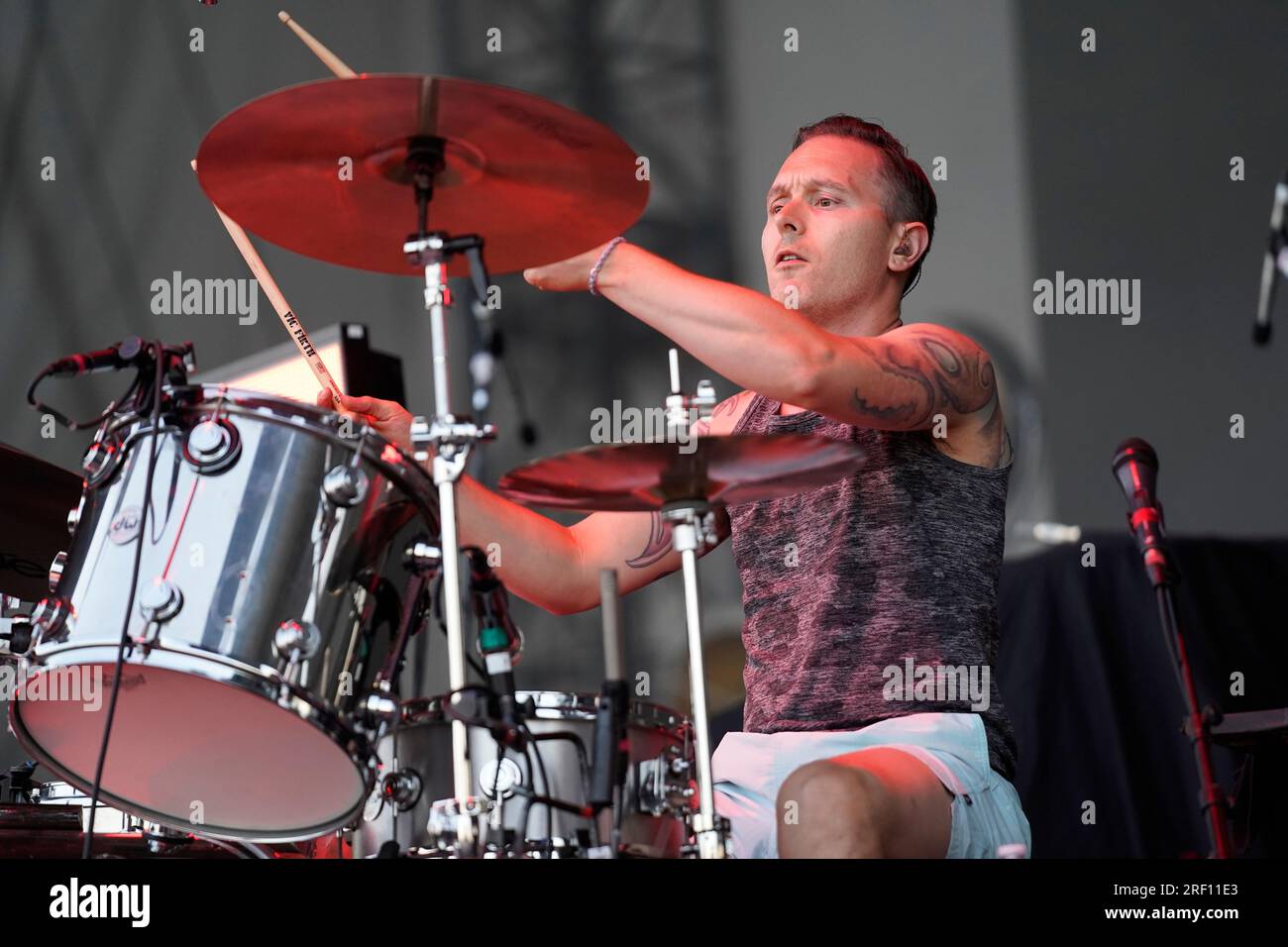 Anthony Sonetti of Bad Flower performs at the Q101 Piqniq on Sunday ...