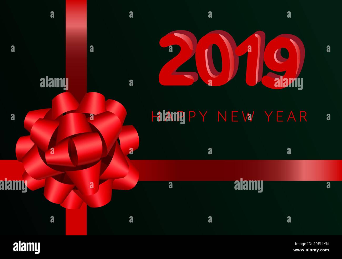 Two thousand nineteen lettering with red ribbon and bow Stock Vector ...