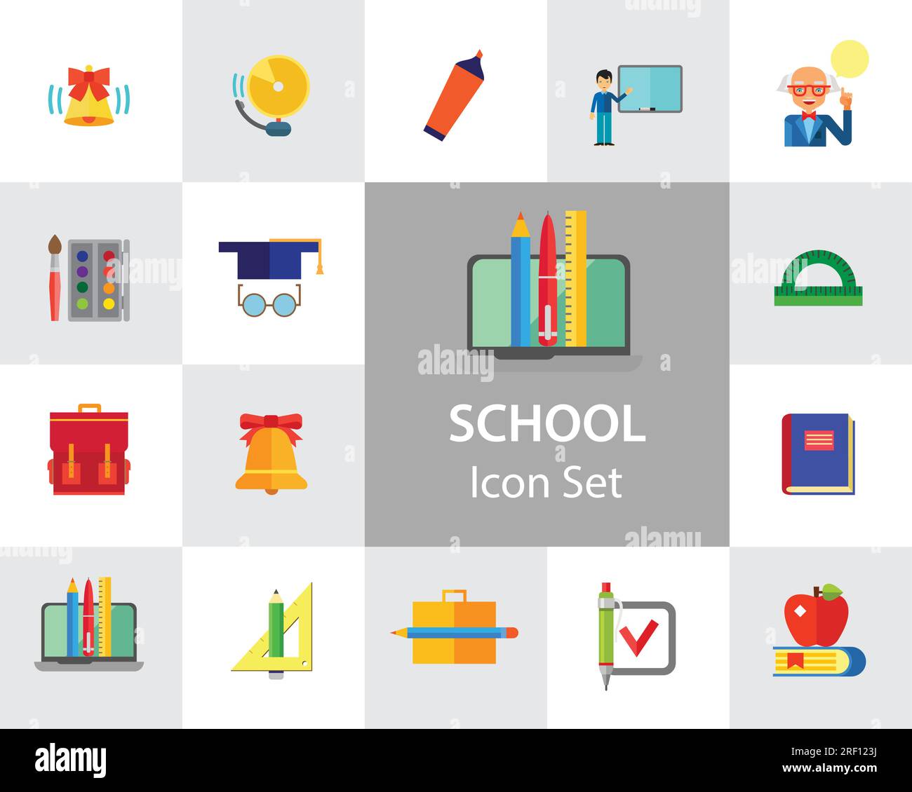 School Icons Set Stock Vector Image & Art - Alamy