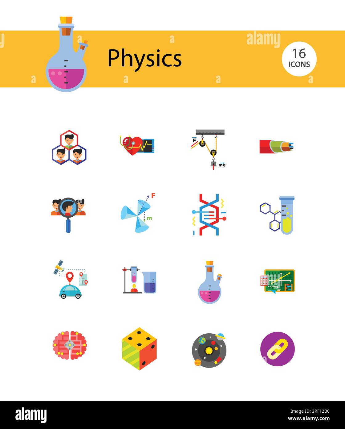 Physics Icon Set Stock Vector Image & Art - Alamy