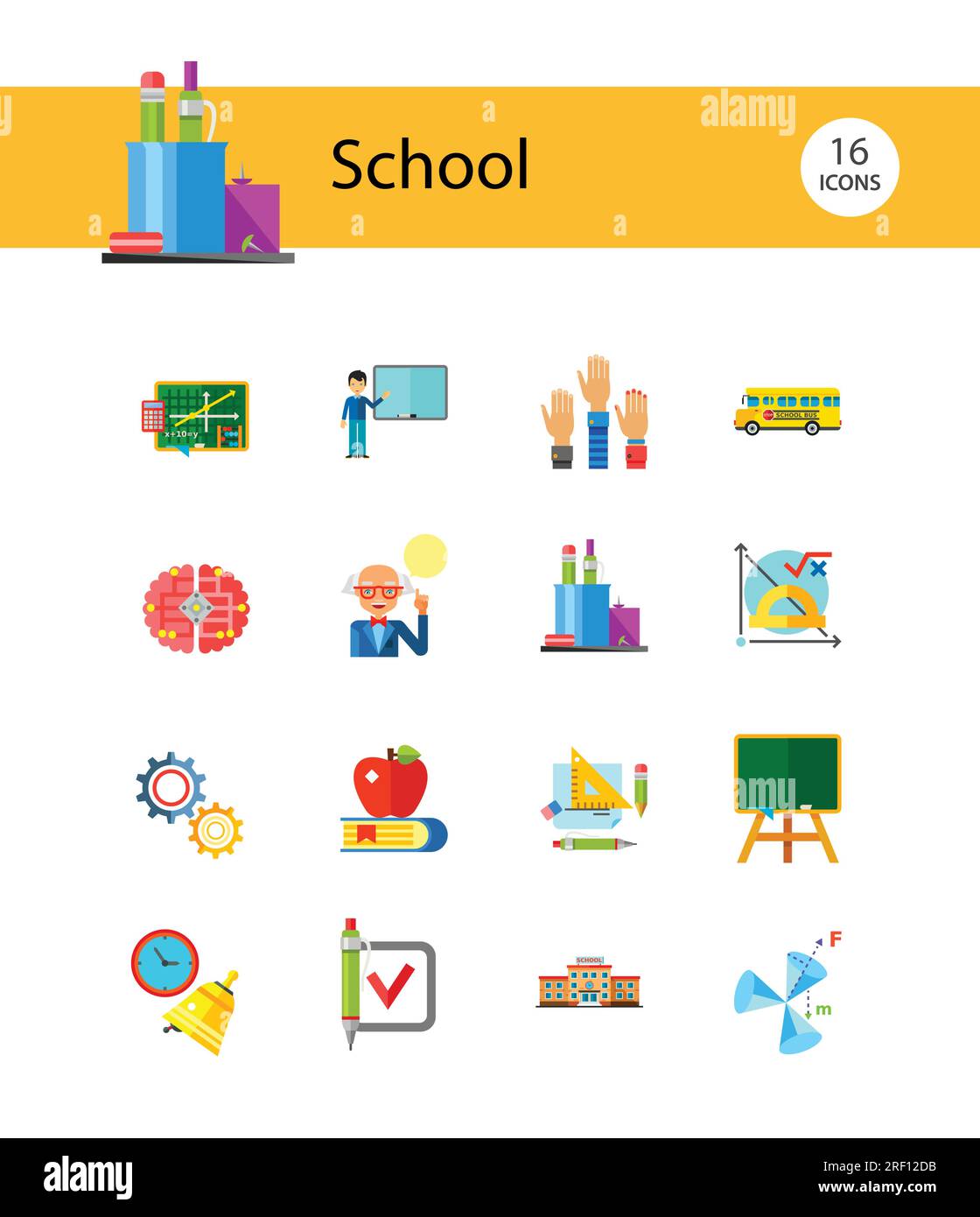 School Icon Set Stock Vector Image & Art - Alamy