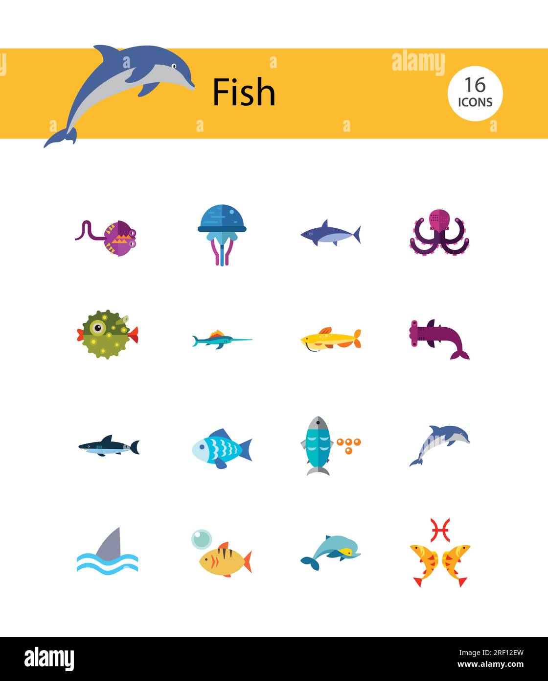 Fish Icon Set Stock Vector Image & Art - Alamy