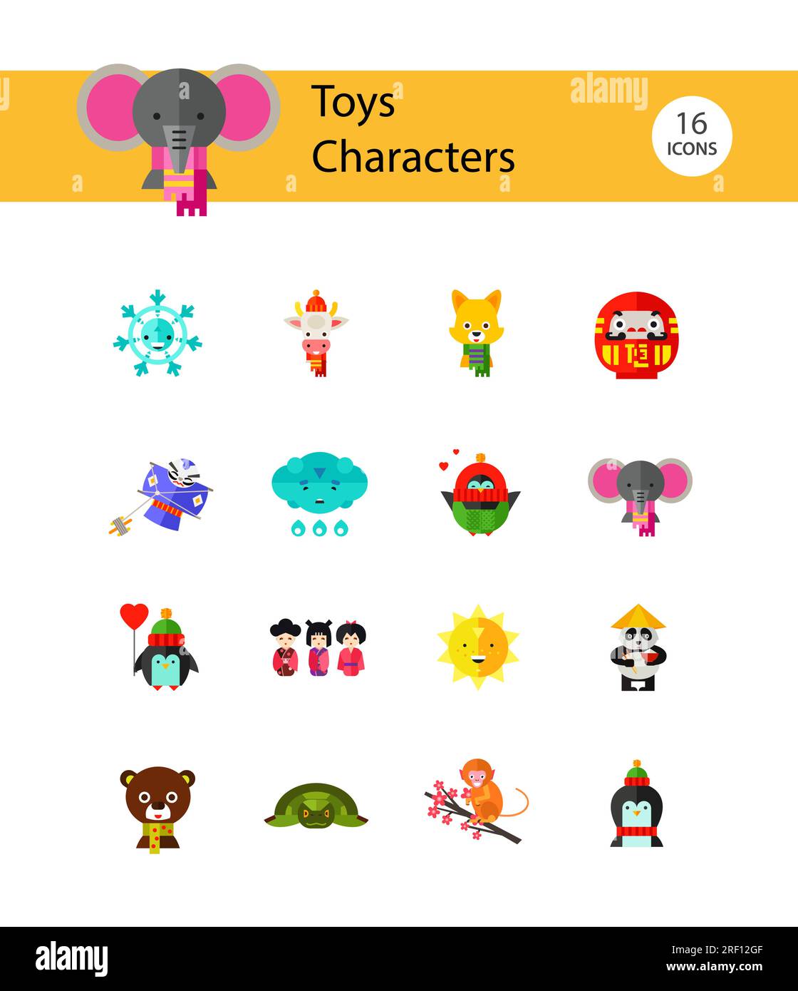 Toys Characters Icons Set Stock Vector Image & Art - Alamy
