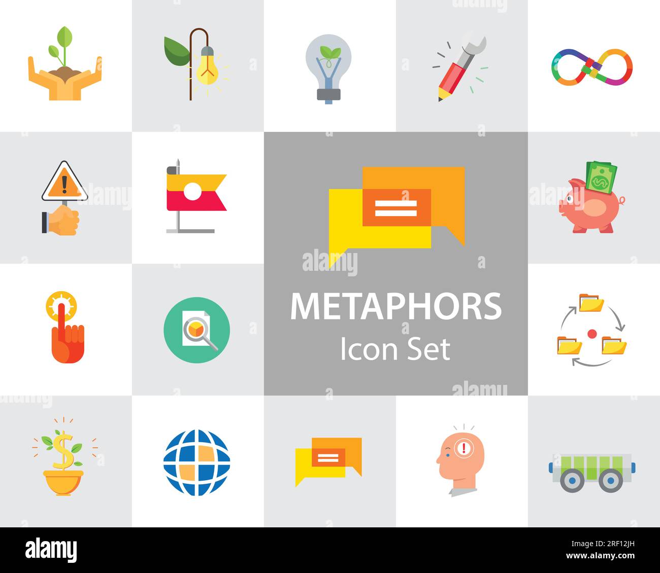 Metaphors flat icons set Stock Vector Image & Art - Alamy