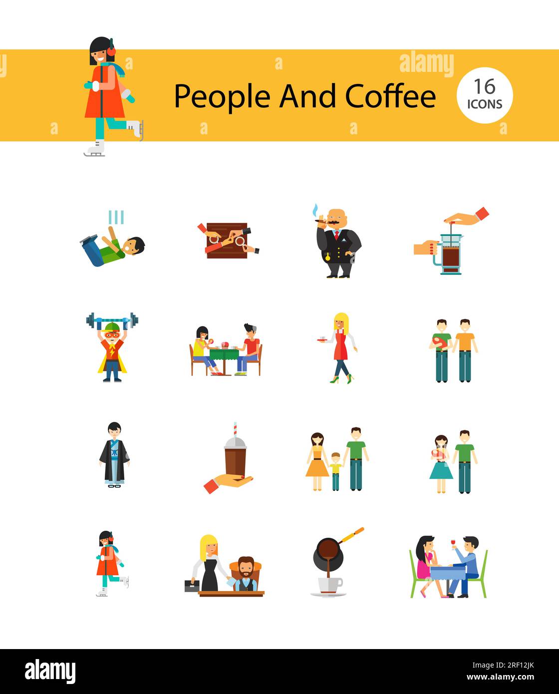 People And Coffee Icon Set Stock Vector Image & Art - Alamy
