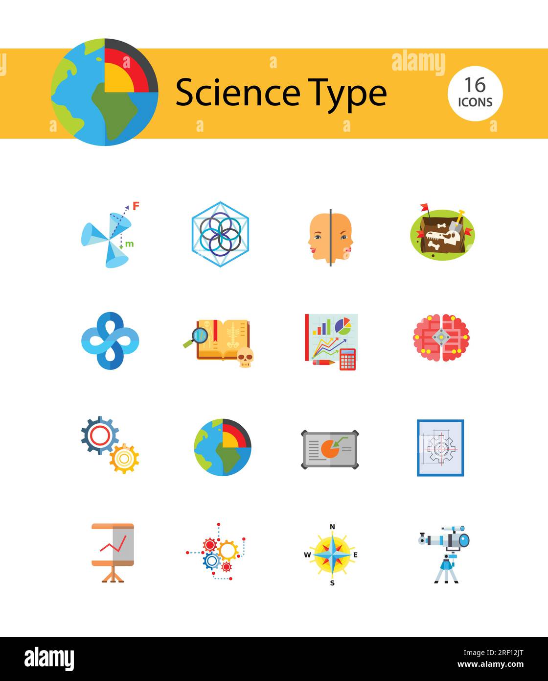 Science Type Icon Set Stock Vector Image & Art - Alamy