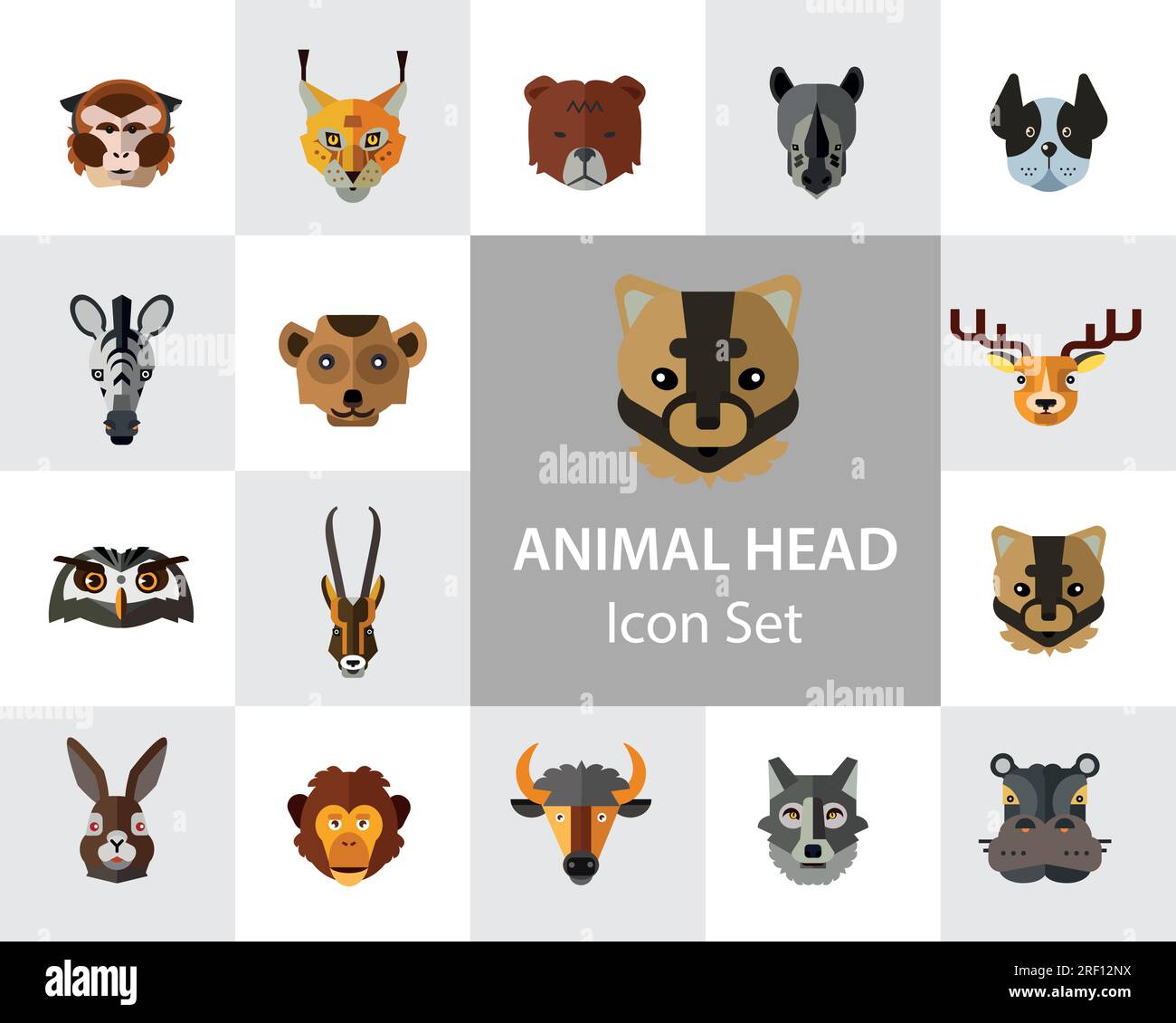 Animal head icons set Stock Vector Image & Art - Alamy