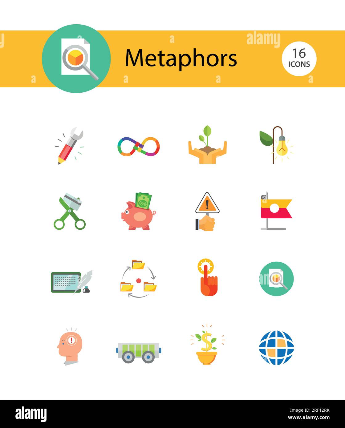 Metaphors flat icons set Stock Vector Image & Art - Alamy