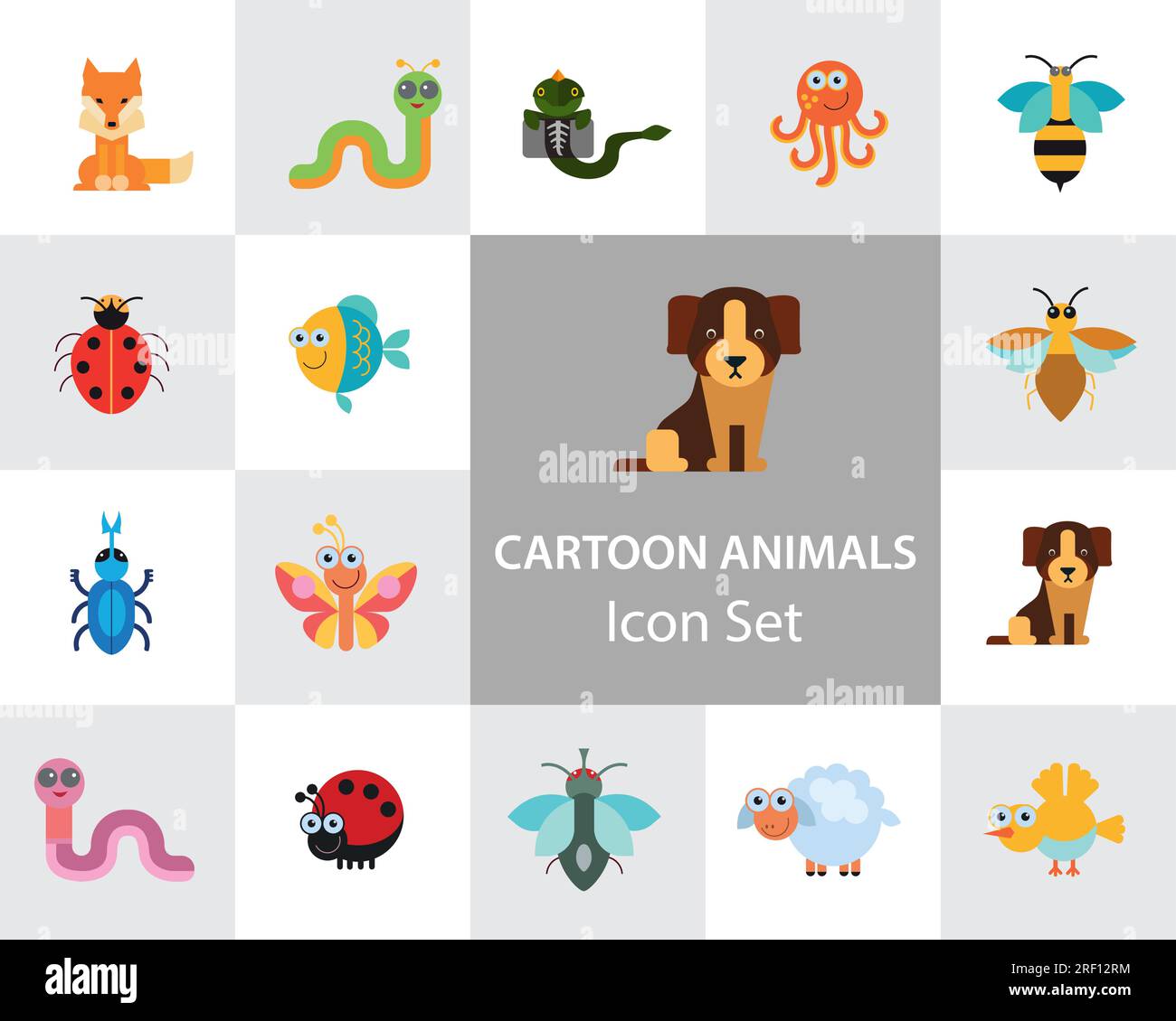 Cartoon animals icons set Stock Vector Image & Art - Alamy