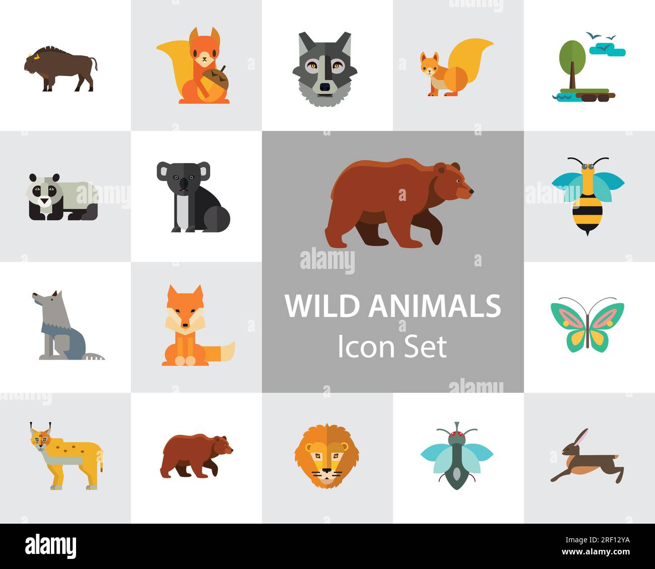 Wild Animals Icon Set Stock Vector Image & Art - Alamy