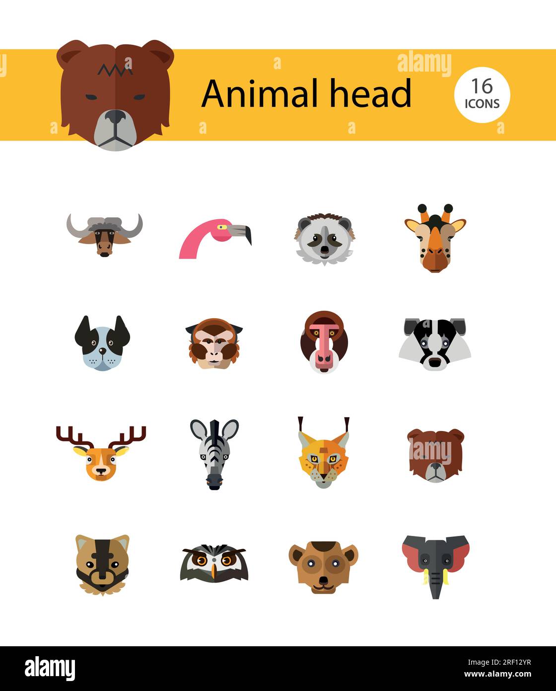 Animal head icons set Stock Vector Image & Art - Alamy