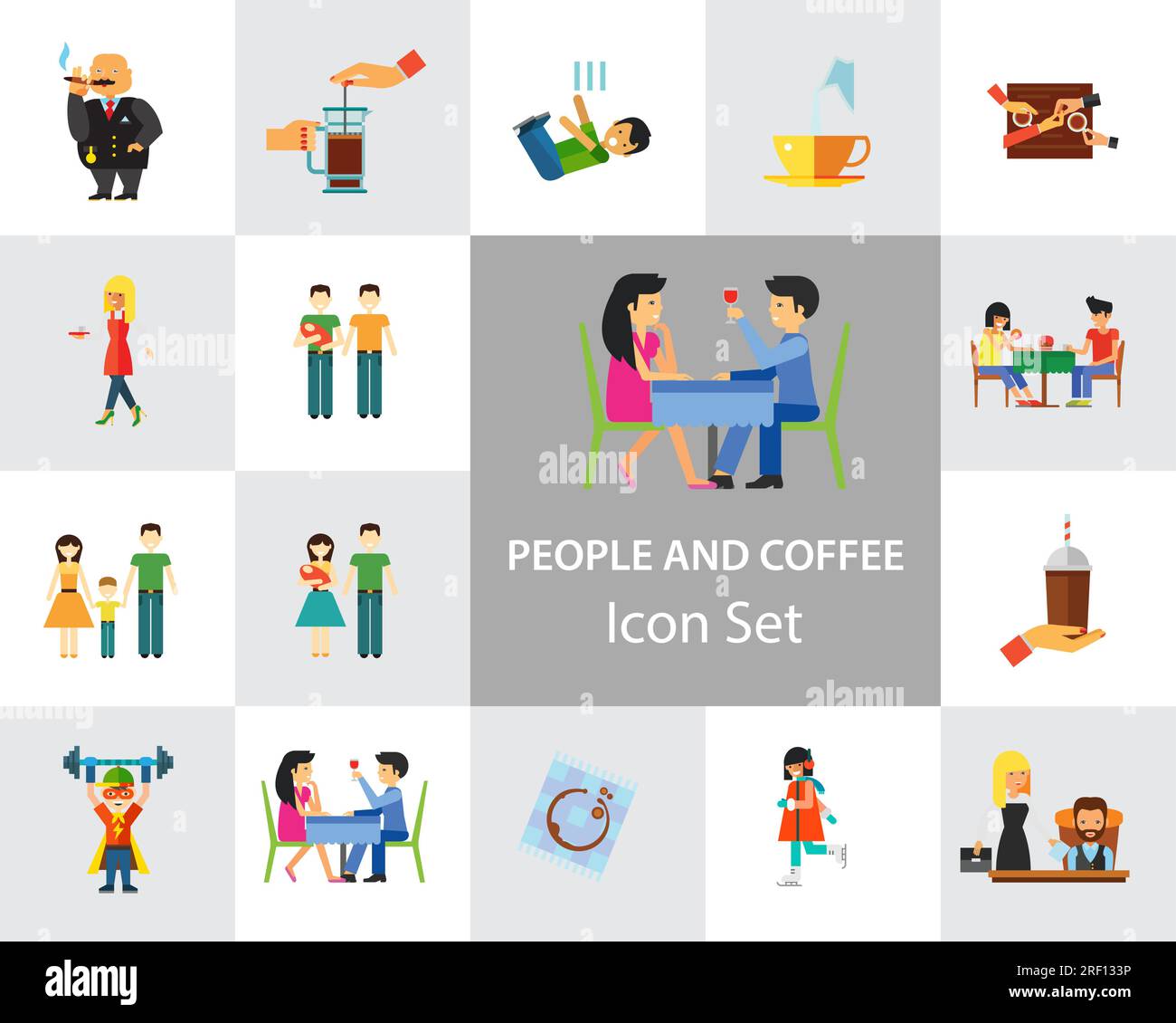 People And Coffee Icon Set Stock Vector Image & Art - Alamy