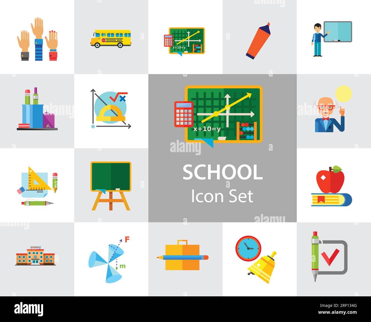 School Icon Set Stock Vector Image & Art - Alamy