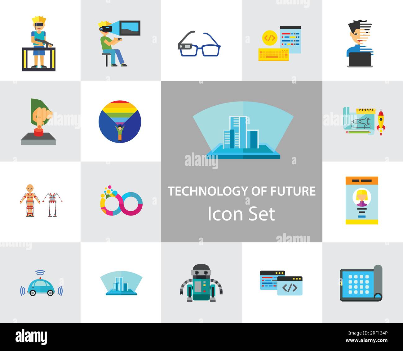Technology Of Future Icon Set Stock Vector Image & Art - Alamy