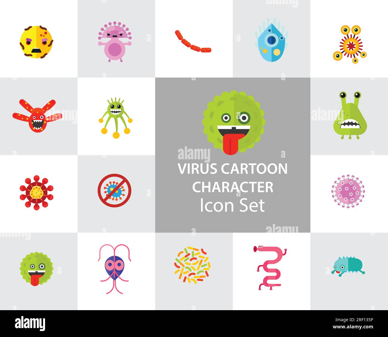 Virus Cartoon Character Icons Set Stock Vector Image & Art - Alamy