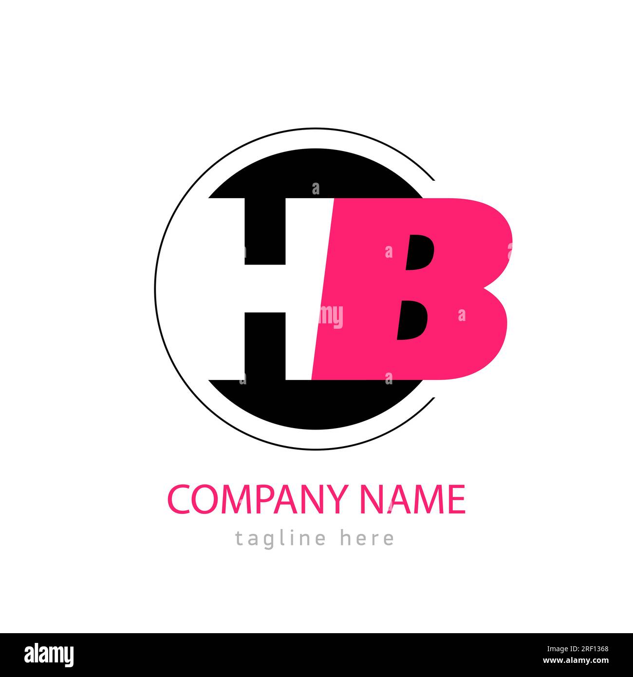 Logo Emblem Monogram HB. letter H B in black circle. White and red sign ...