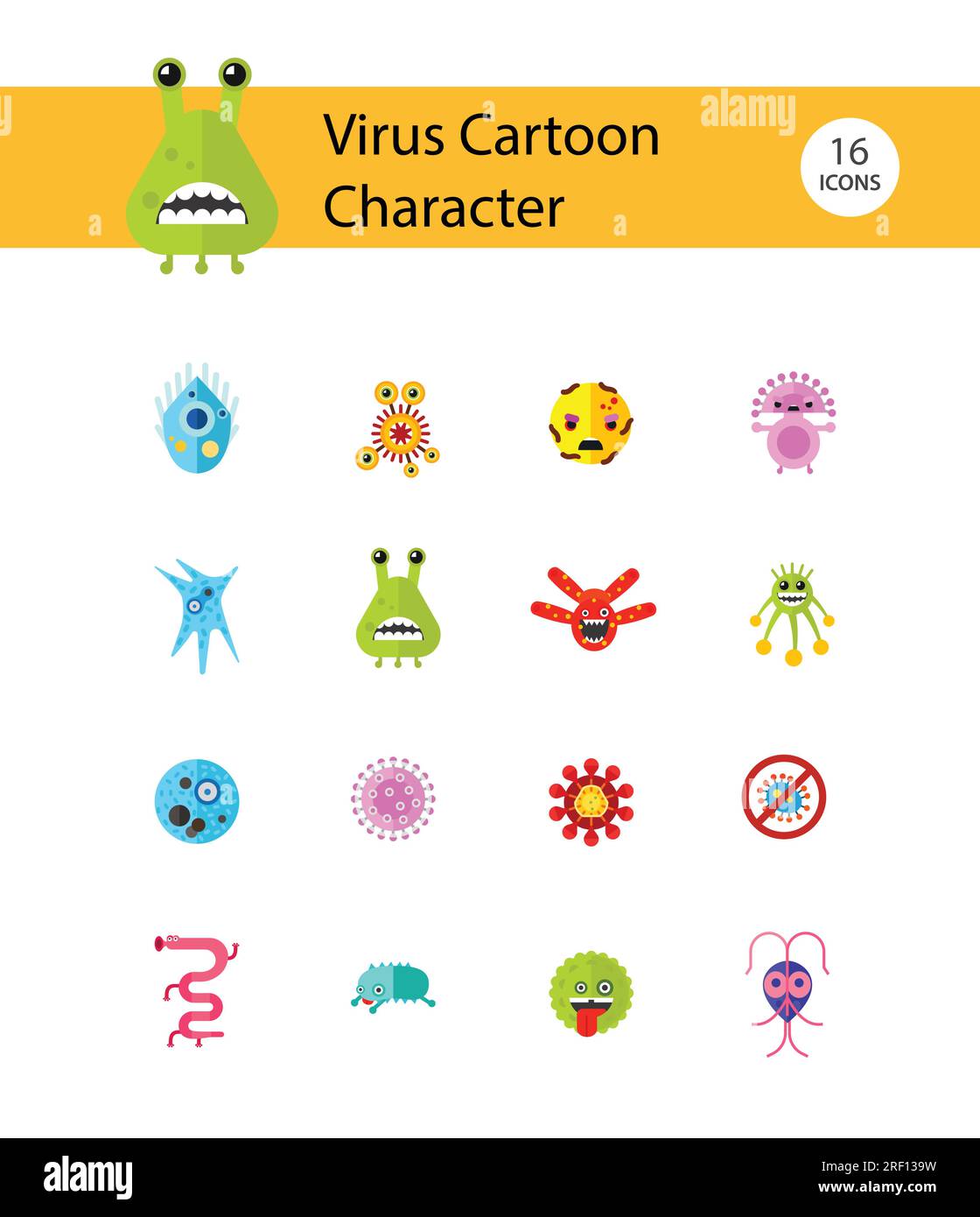 Virus Cartoon Character Icons Set Stock Vector Image & Art - Alamy