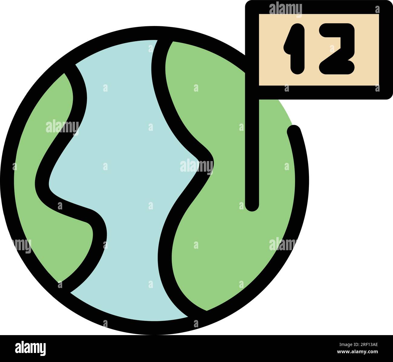 World Time Icon Outline Vector Clock Zone Local Global Color Flat
