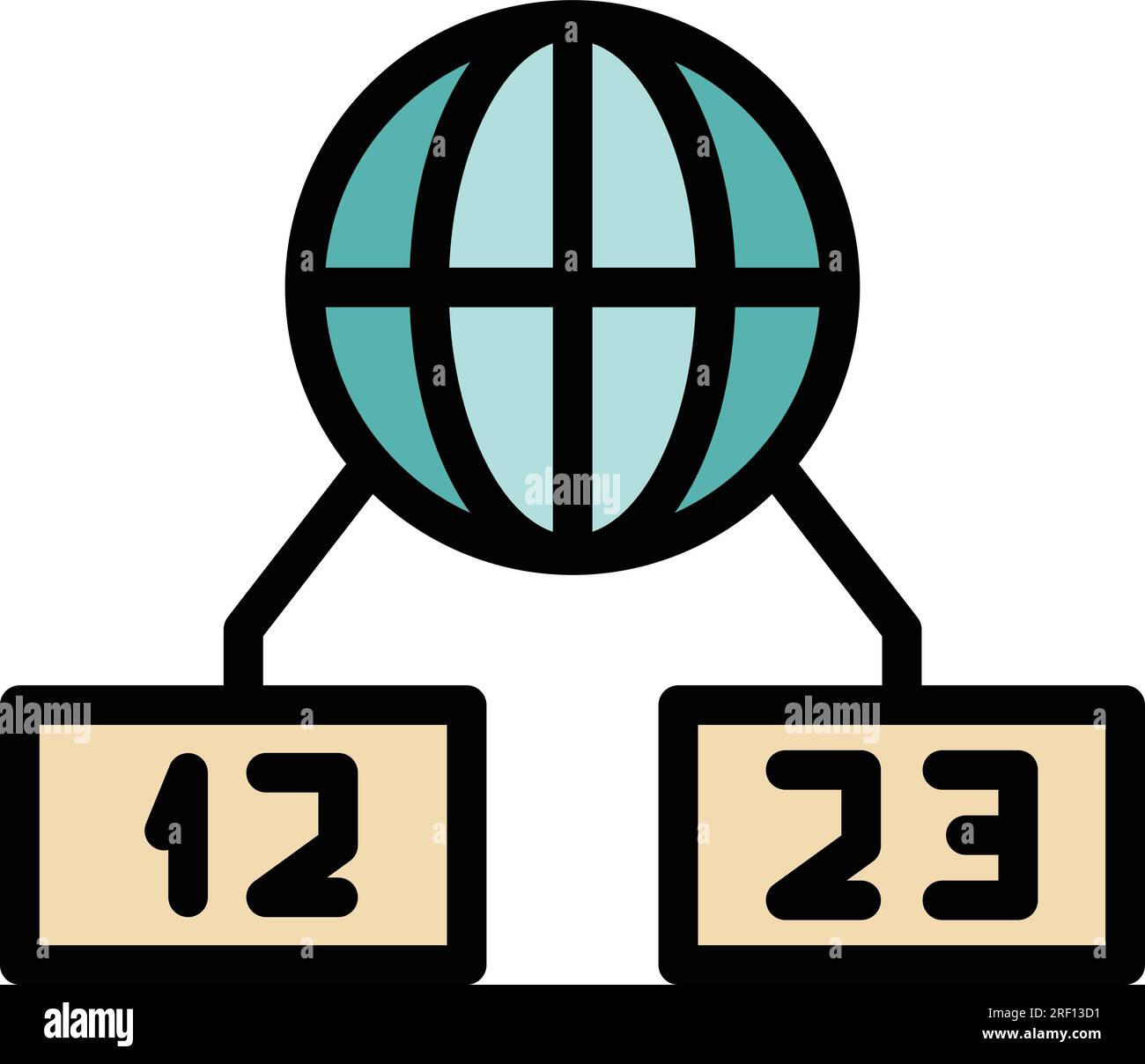 Global time icon outline vector. World zone. Map clock color flat Stock ...