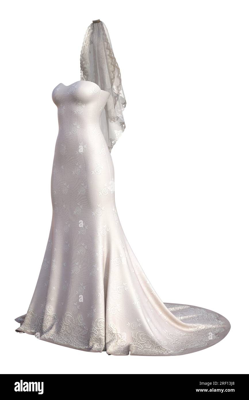 Wedding Dress isolated on white, 3d render Stock Photo - Alamy