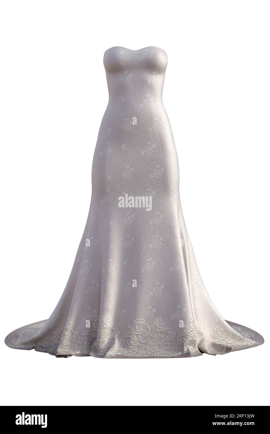 Wedding Dress isolated on white, 3d render Stock Photo - Alamy