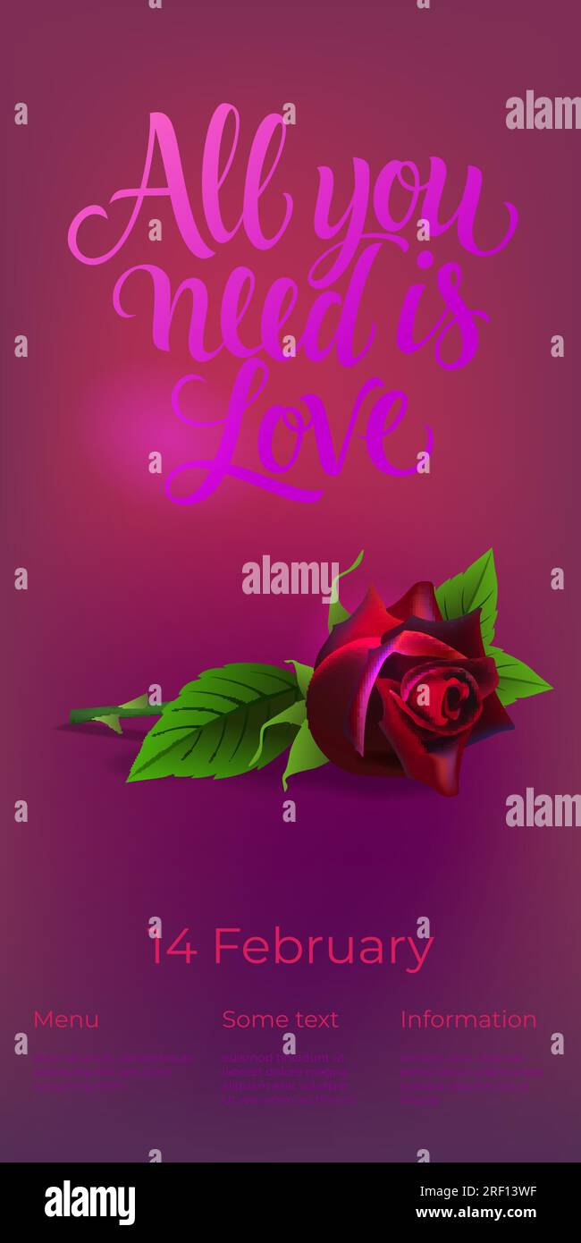 All you need is love lettering with rose Stock Vector Image & Art - Alamy