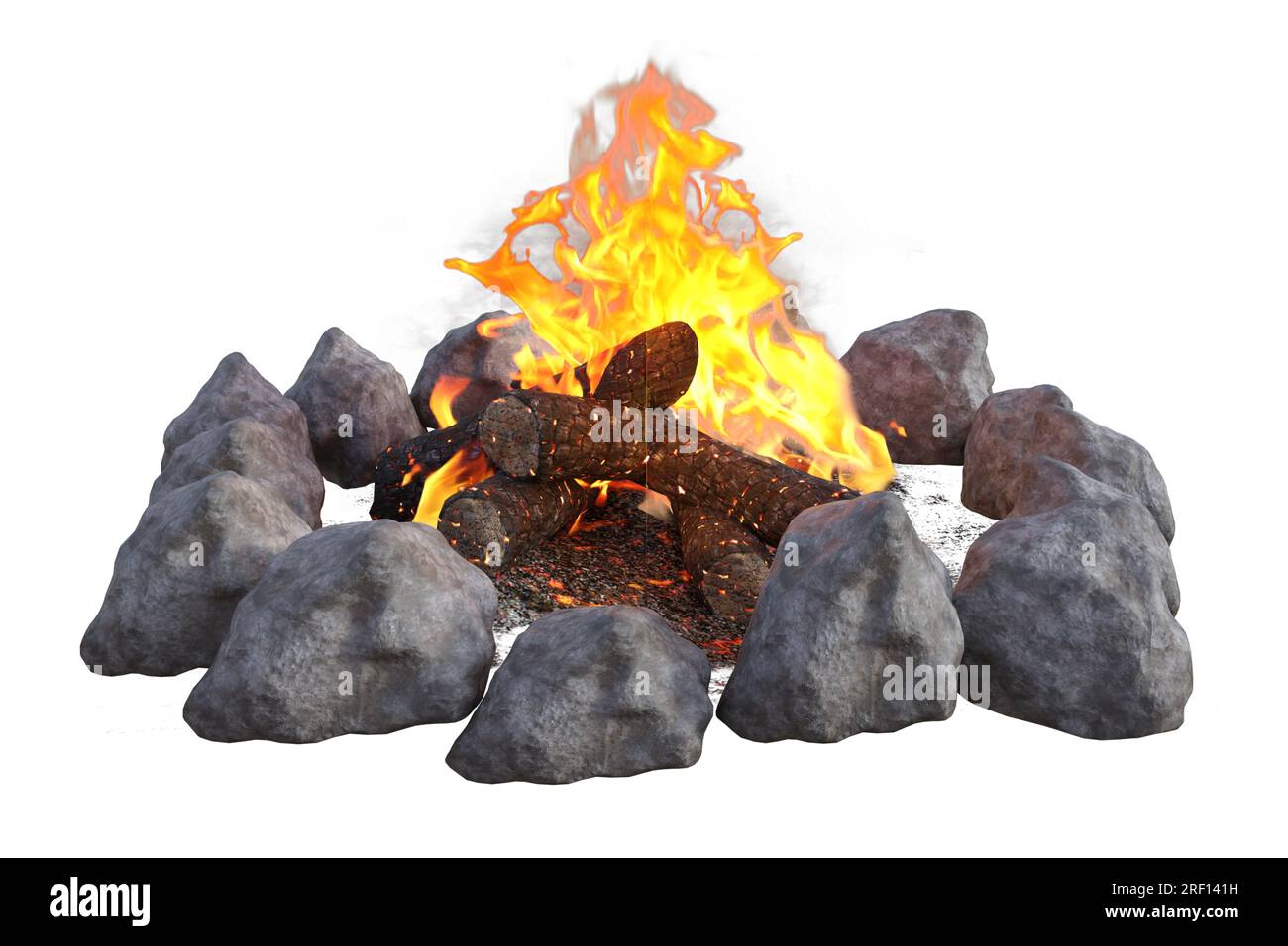 Camp Fire Pit isolated on white, 3d render Stock Photo - Alamy