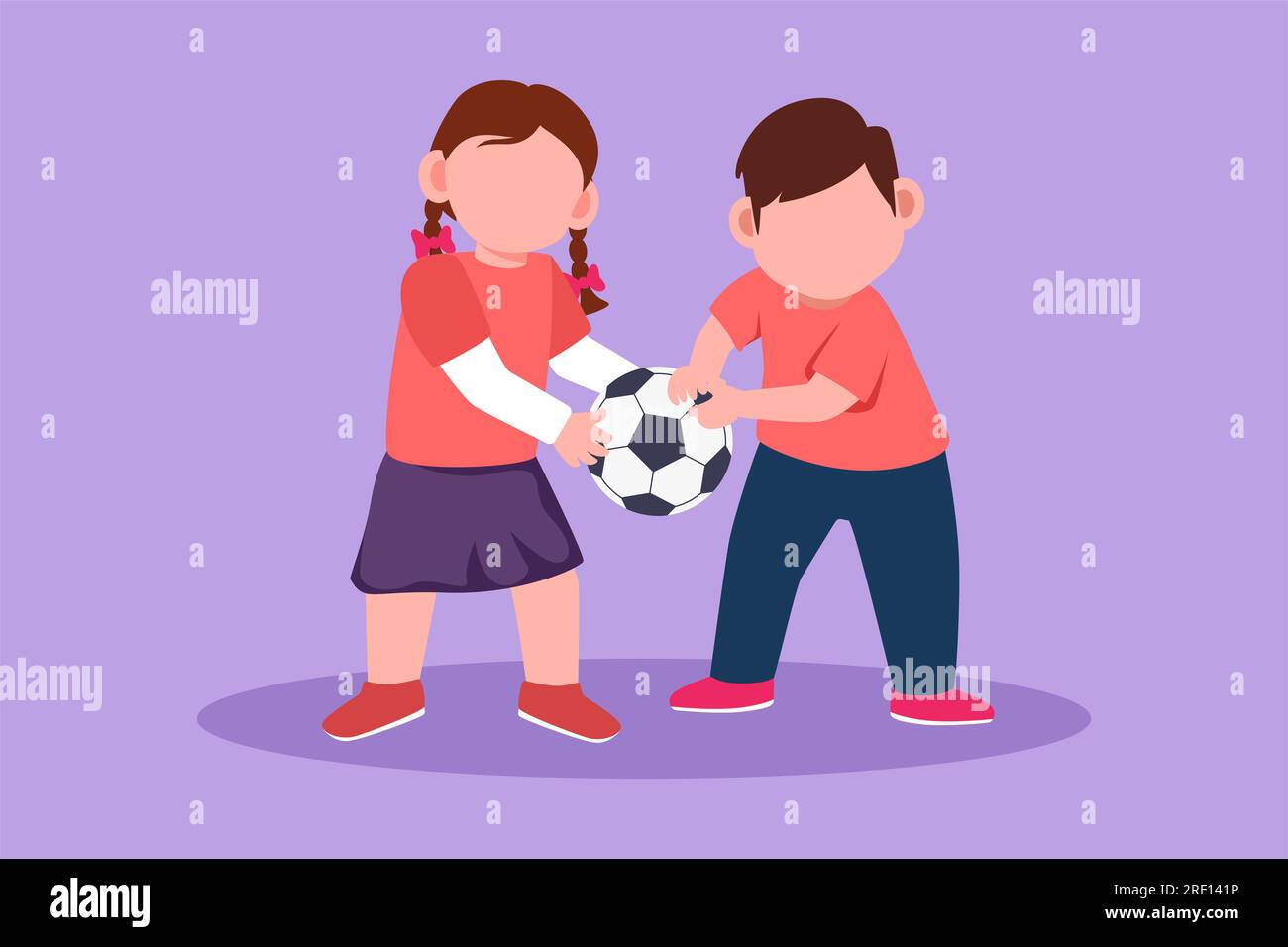 Character flat drawing little girl and boy brother sister fighting over ...