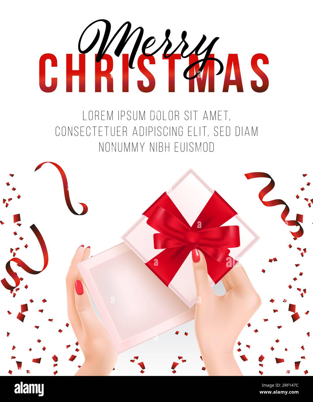 Christmas poster design. Gift box with red ribbon Stock Vector Image ...