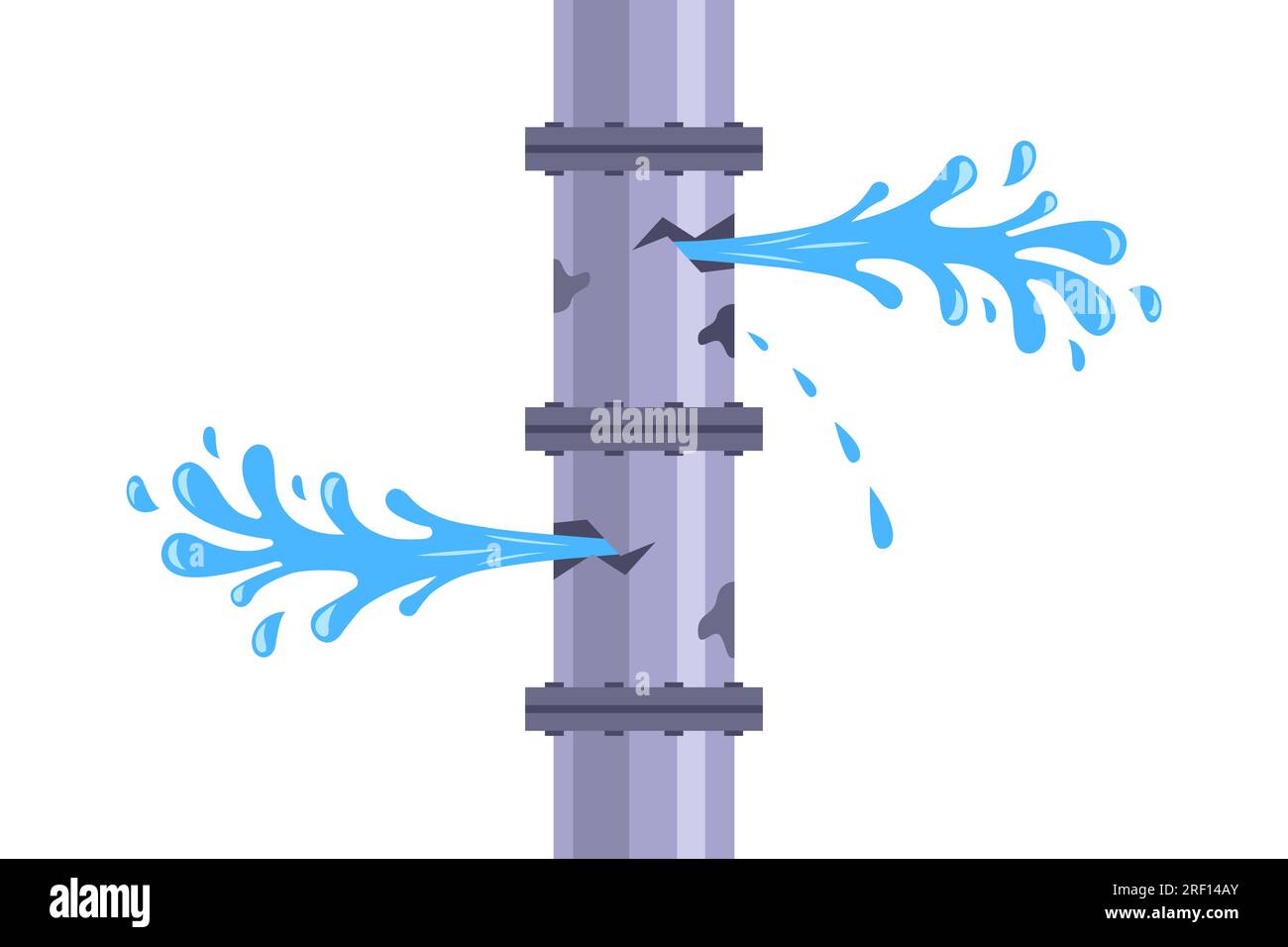 old leaking pipe. flooding in the apartment. flat vector illustration ...