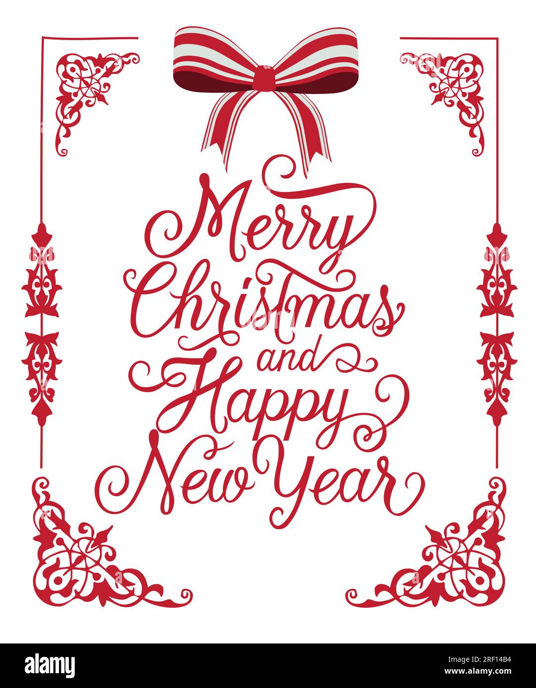 Merry Christmas and Happy New Year cursive lettering in frame Stock ...