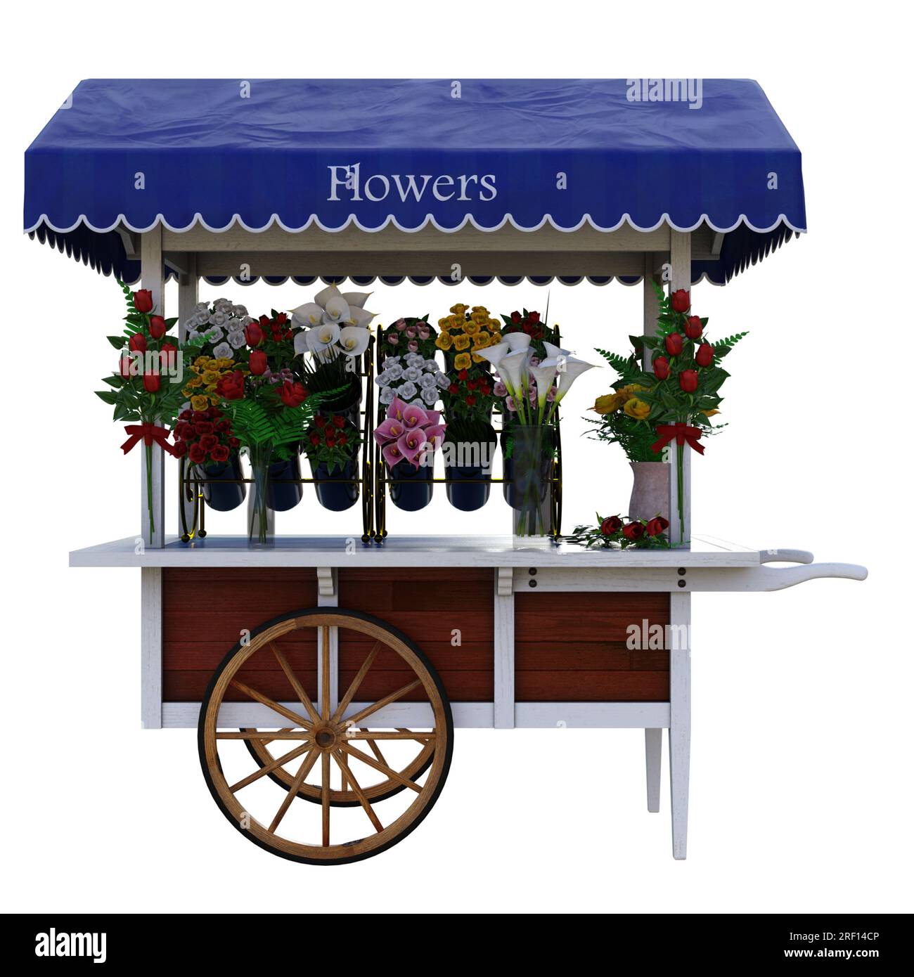 Vintage Flower Cart isolated on white, 3d render Stock Photo - Alamy