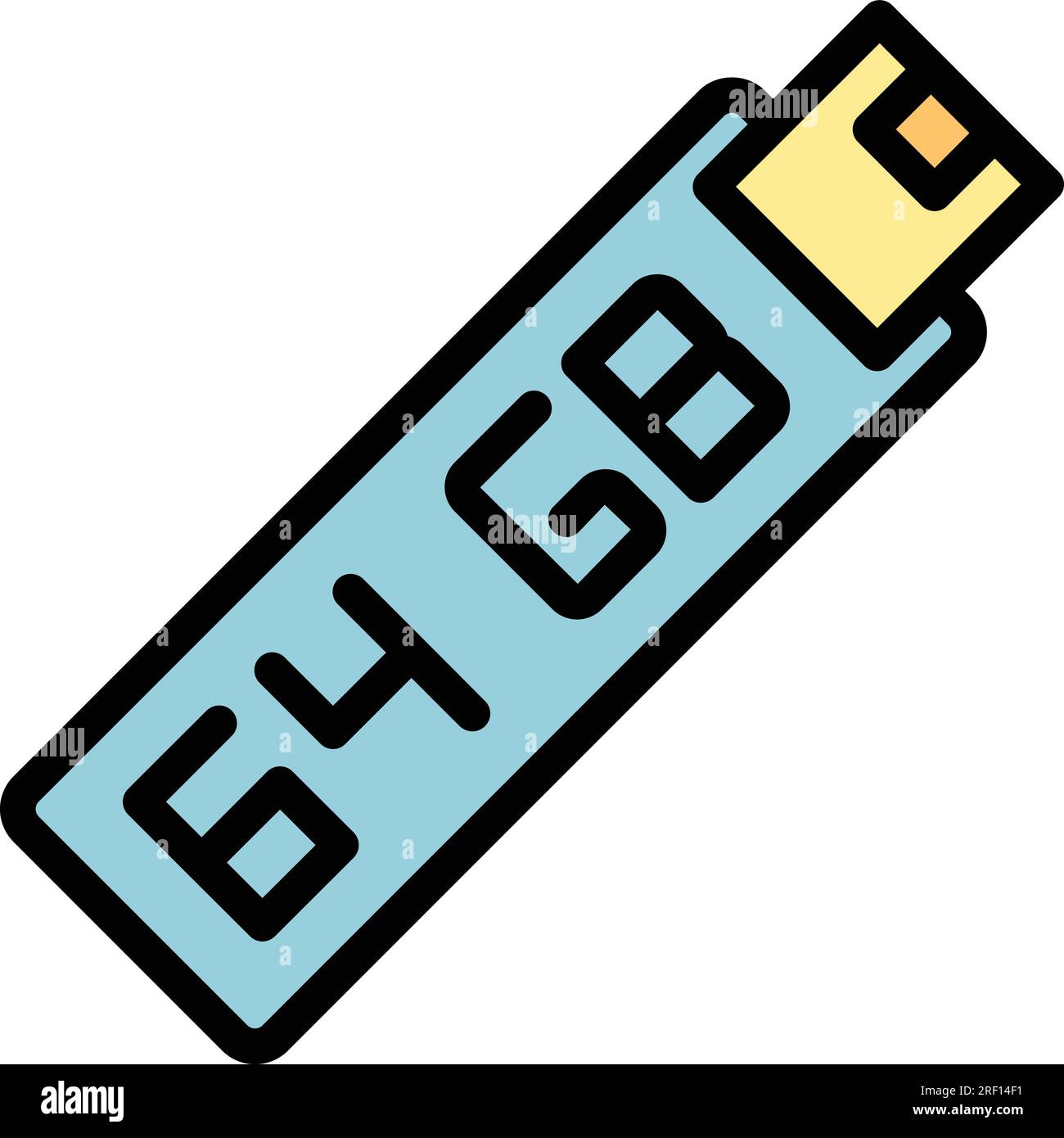 Usb flash icon outline vector. Data memory. Cd megabyte color flat ...