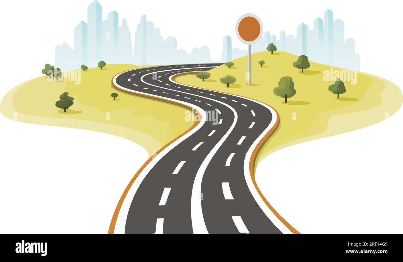 Road to infinity, vacation trip, banner horizon road sky. Vector ...