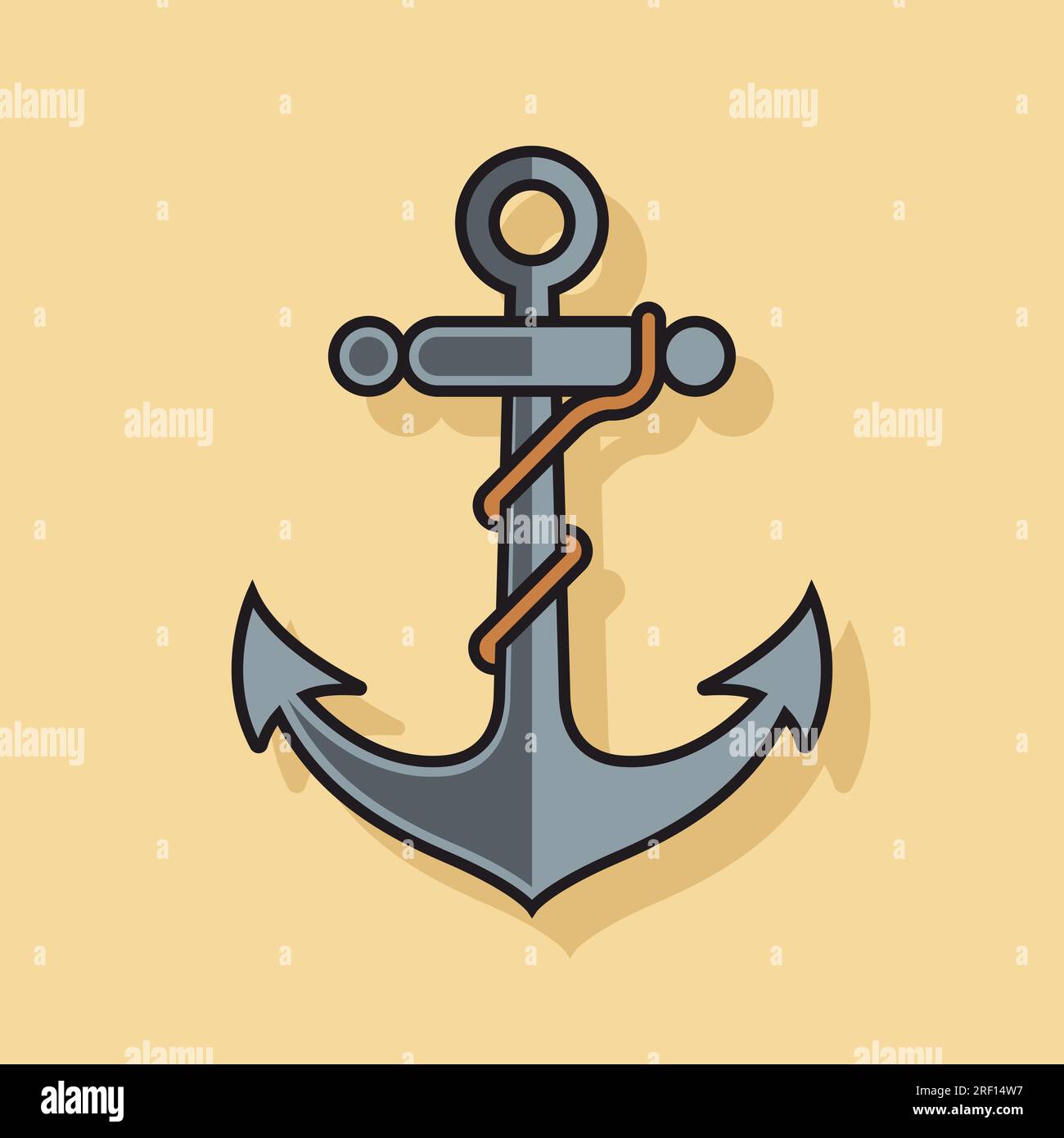 iron anchor icon with cable. flat vector illustration Stock Vector ...