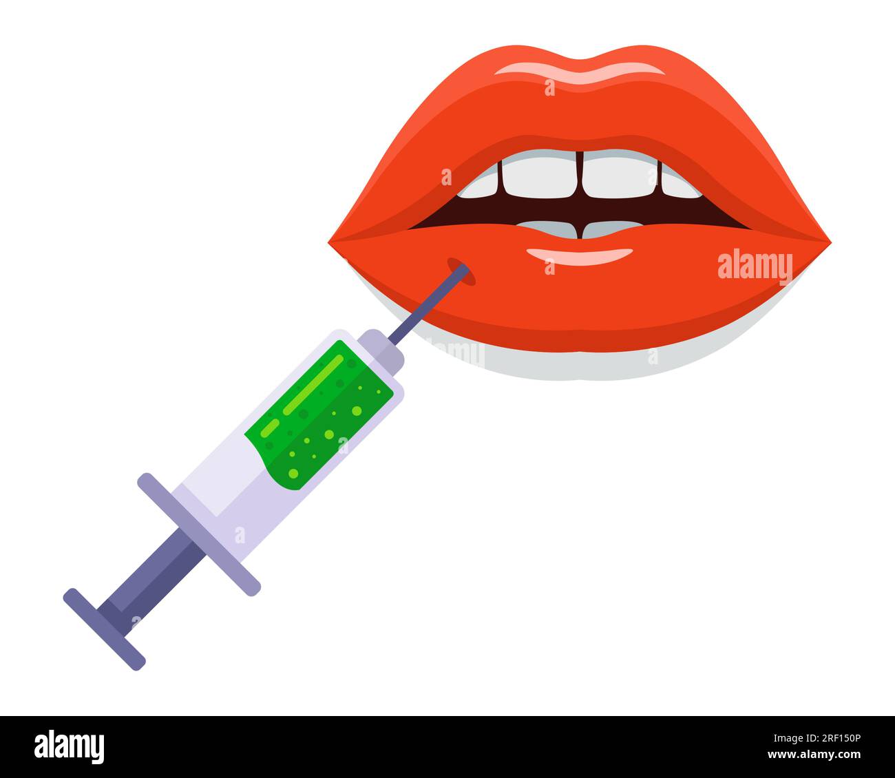 inject botox into the lips. female beauty. flat vector illustration ...