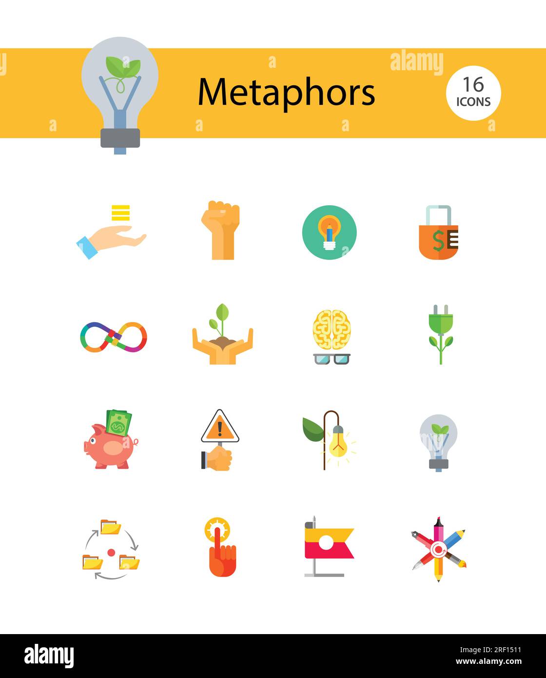 Metaphors flat icons set Stock Vector Image & Art - Alamy