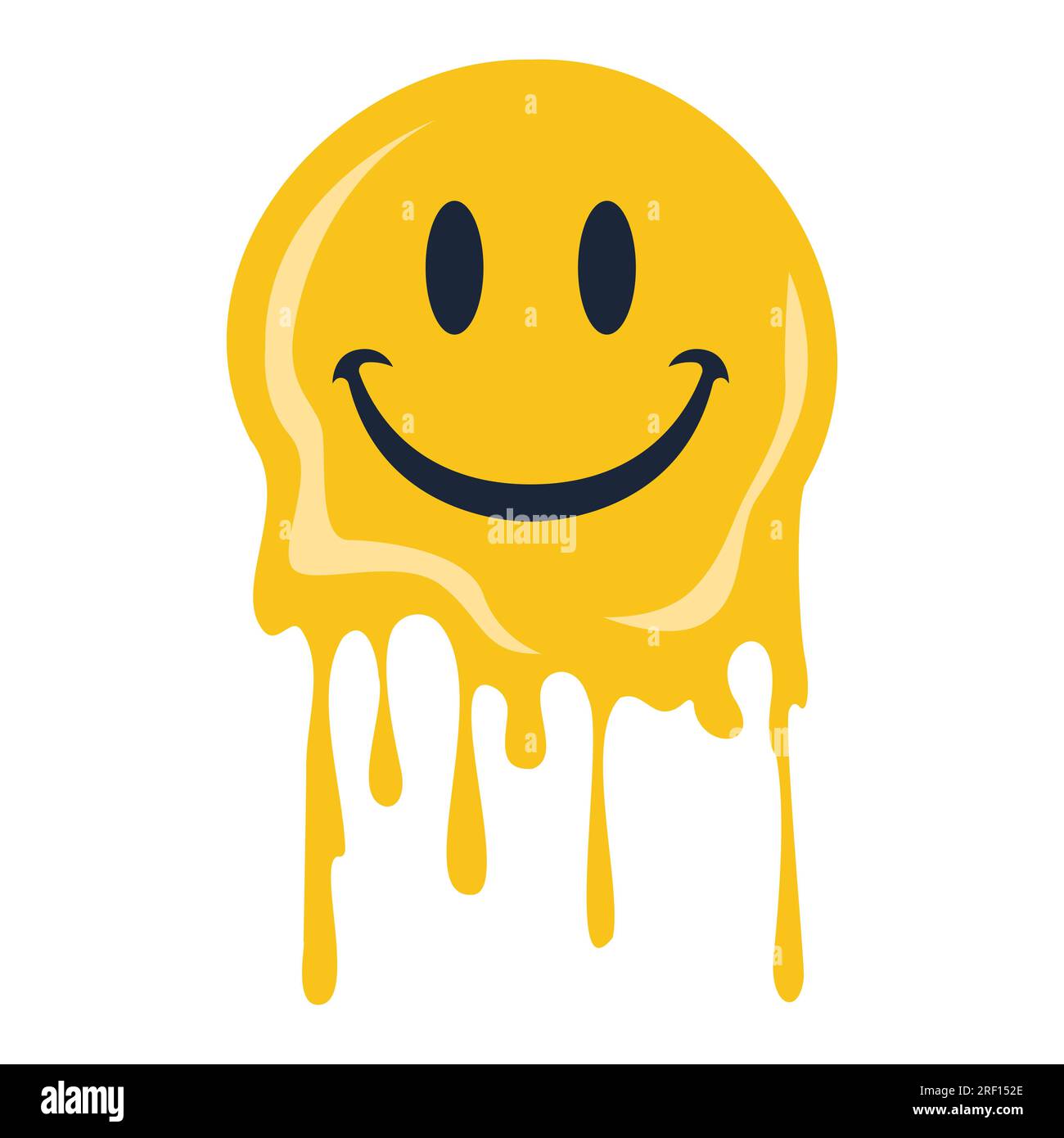 yellow melting emoticon on a white background. flat vector illustration ...
