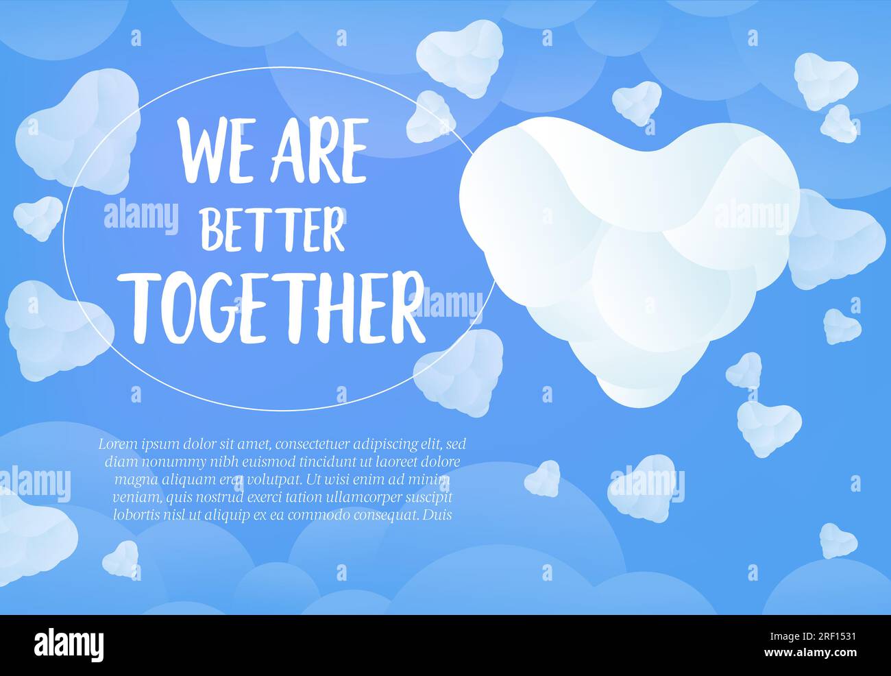 We are better together lettering with heart shaped clouds Stock Vector ...