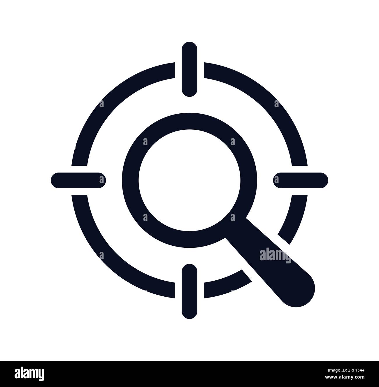 Magnifying glass with crosshairs symbol for targeting and searching ...