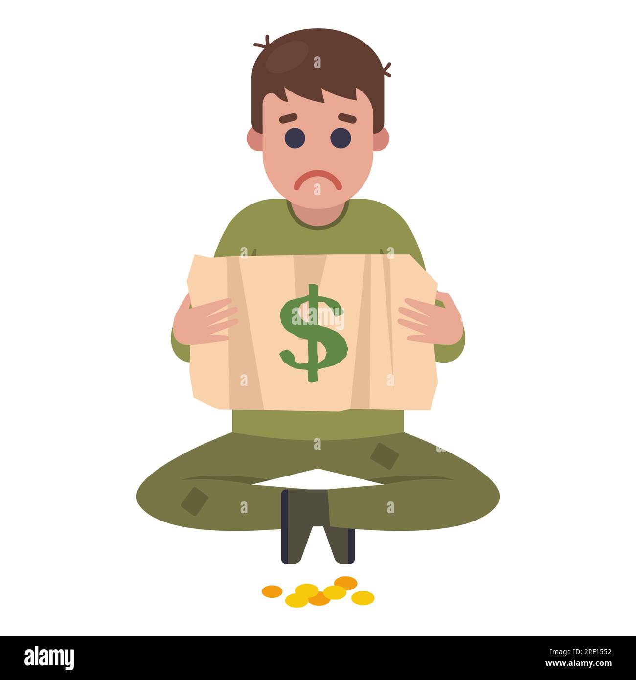 a beggar asks for money on the street. flat vector illustration Stock ...