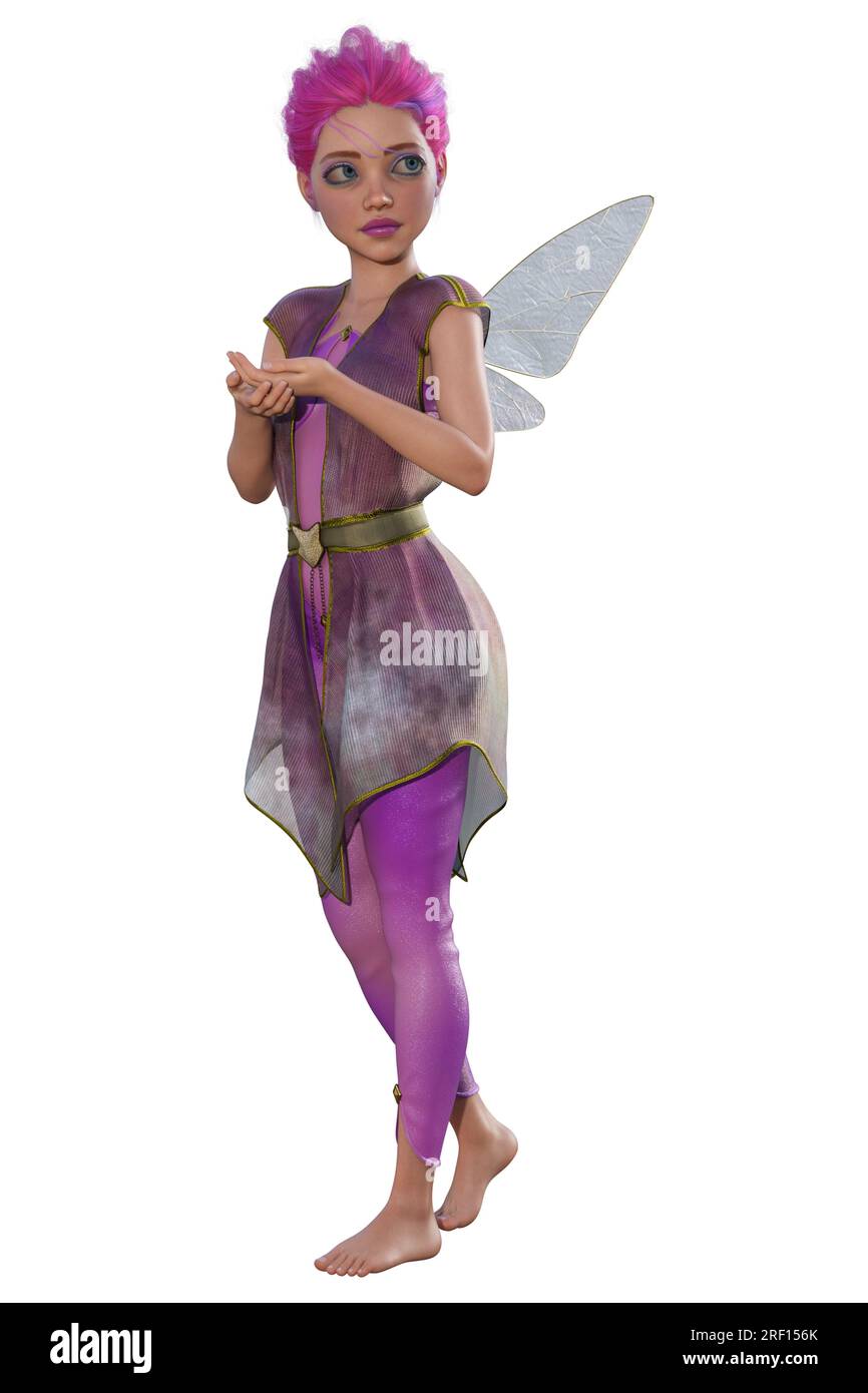 Beautiful Pixie isolated on white, 3d render Stock Photo - Alamy