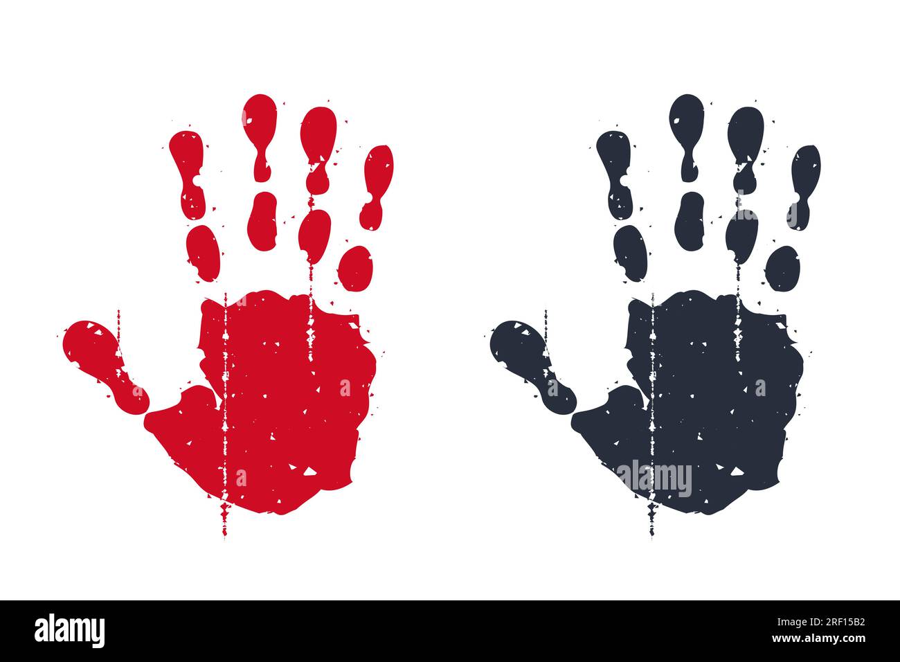 human handprint in black and red. flat vector illustration Stock Vector ...