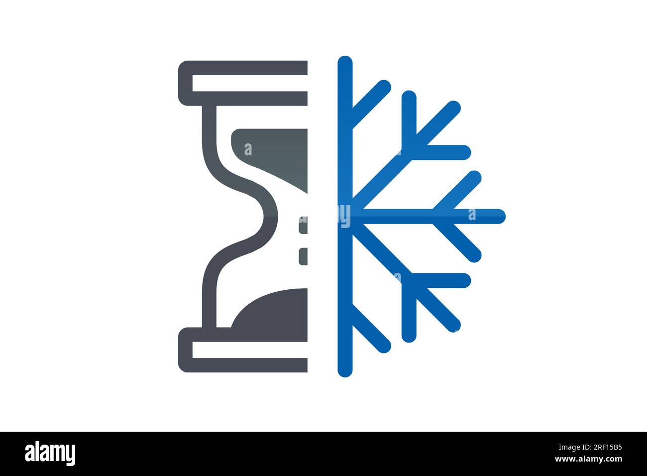 hourglass and snowflake icon. deep freeze. flat vector illustration ...