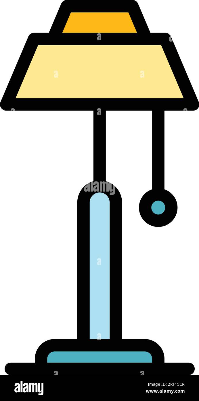 Tall chandelier icon outline vector. Lamp stand. House illumination ...