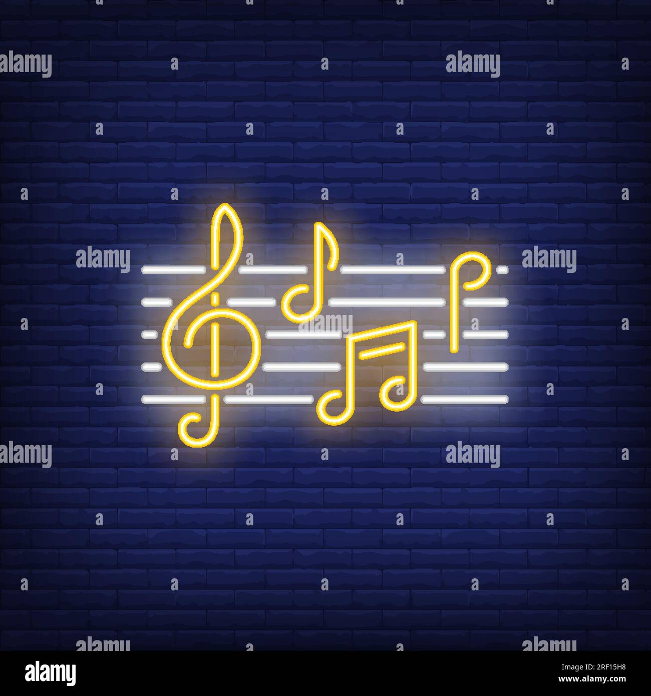 Musical notation with notes and treble clef neon sign Stock Vector ...