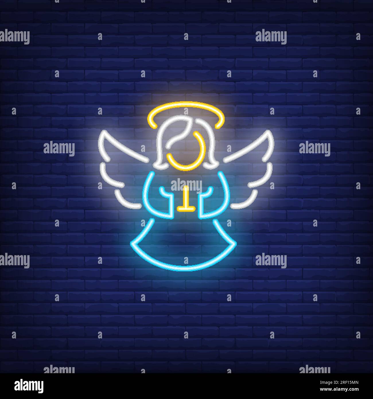 Cute angel praying neon sign Stock Vector Image & Art - Alamy