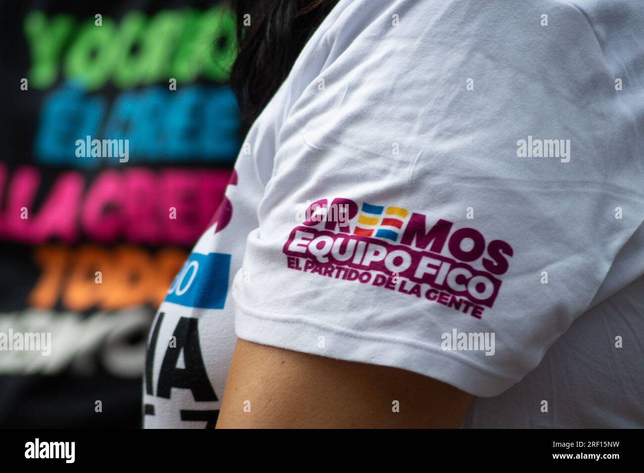 Bogota, Colombia. 30th July, 2023. Political supporters wear shirts ...