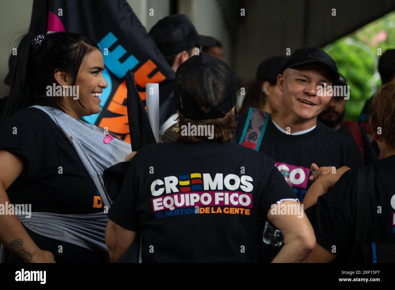 Bogota, Colombia. 30th July, 2023. Political supporters wear shirts ...