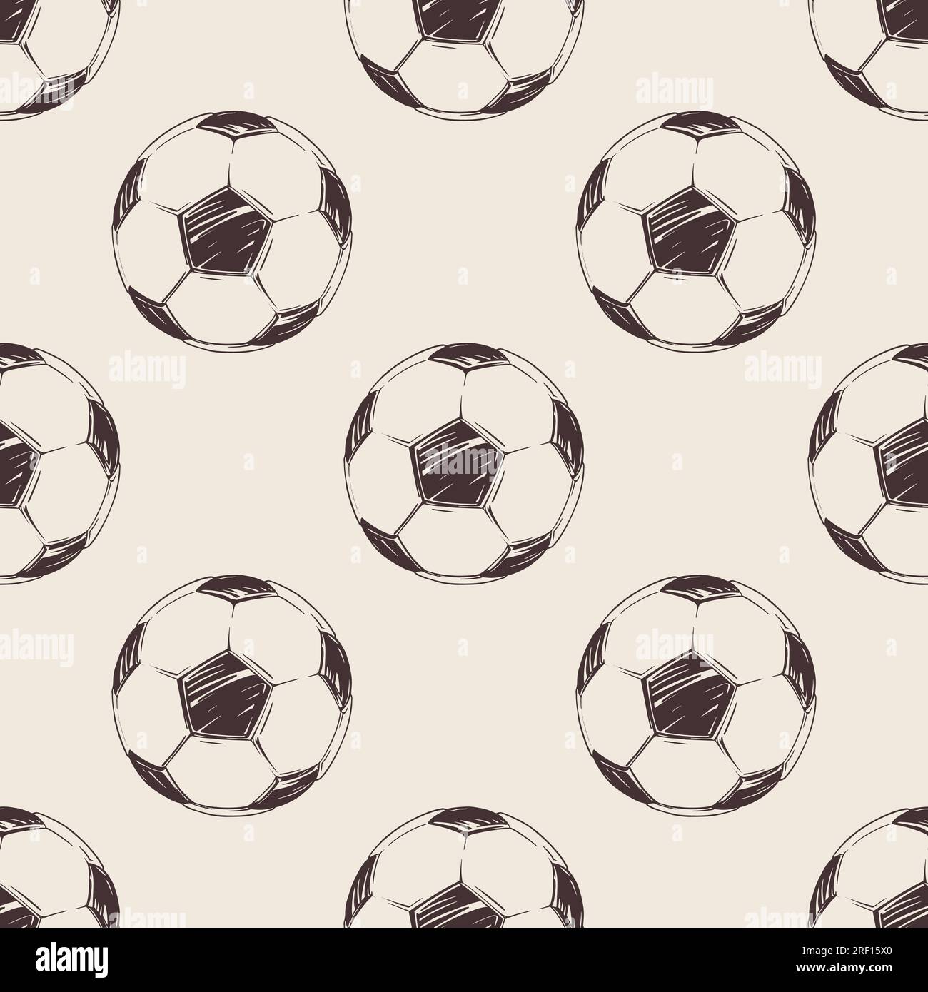 Pattern of soccer balls in hand draw style for print and design. Vector ...